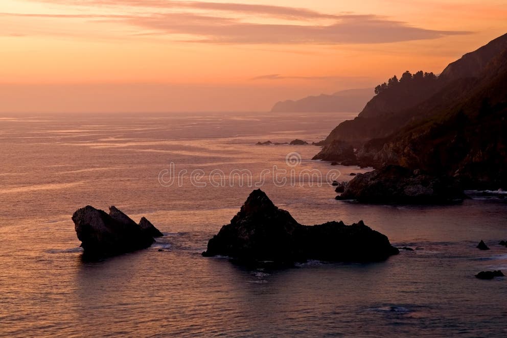 Sunset Over California Coast Stock Image - Image of colors, wave: 4580661