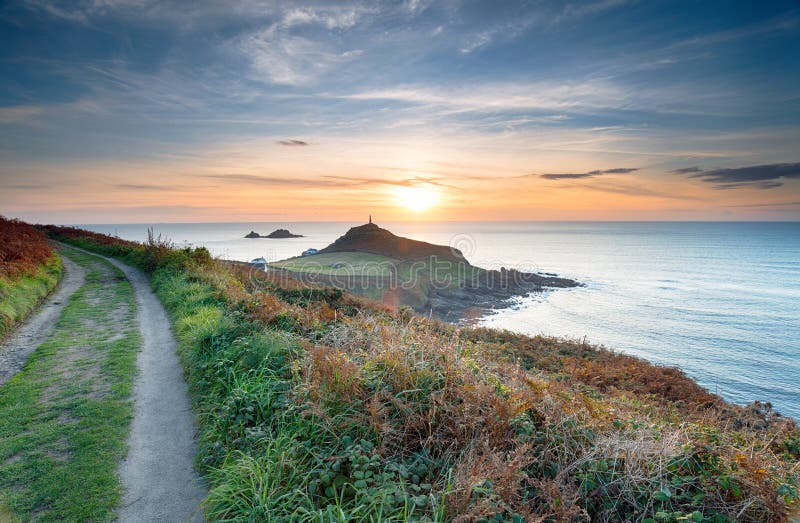 Sunset over Cape Cornwall stock image. Image of rising - 79753753