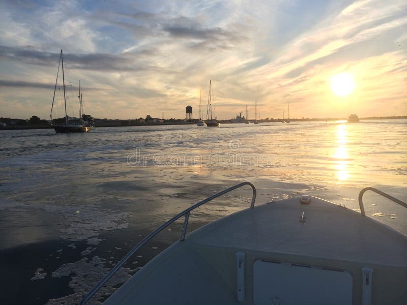 Sunset Over the Cape May Harbor Stock Photo - Image of cape, harbor ...