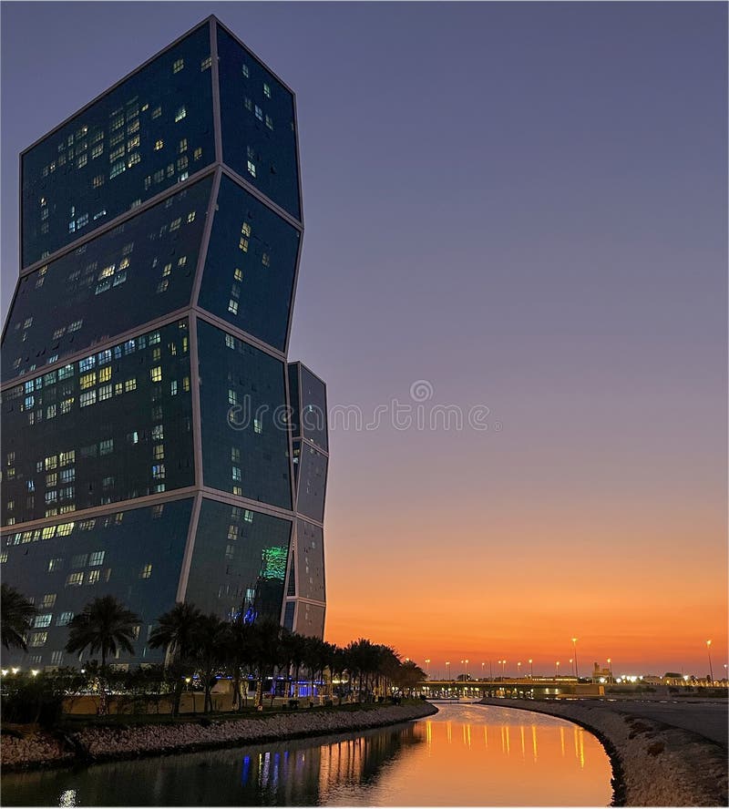 Sunset Over the Capital of Qatar, Over Doha Editorial Photography ...