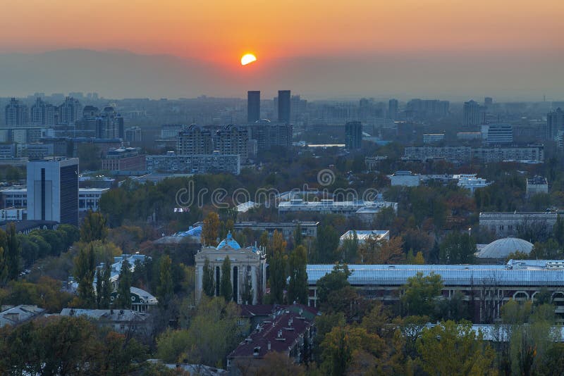 Sunset in Almaty, Kazakhstan Stock Image - Image of almaty, fall: 190128965