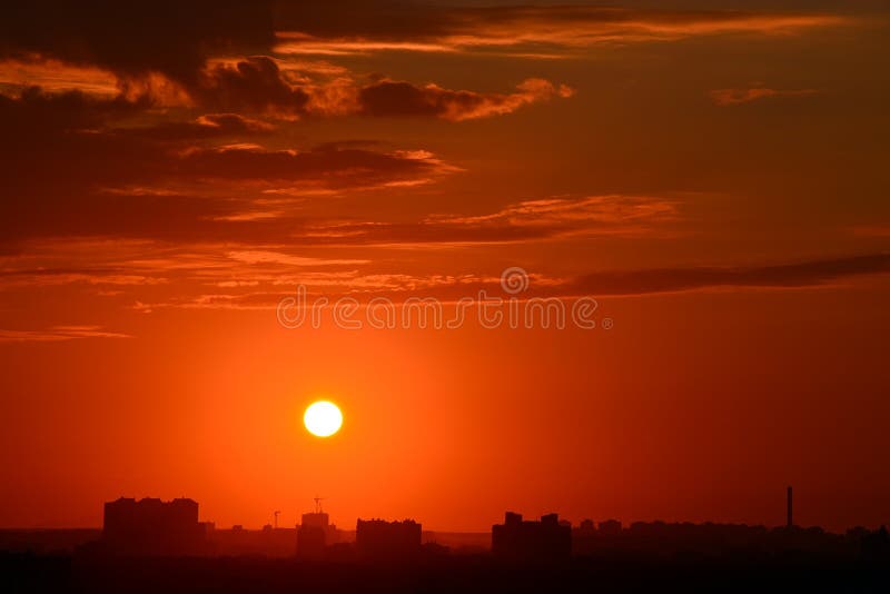 Sunset over the city stock photo. Image of carbon, global - 49515508