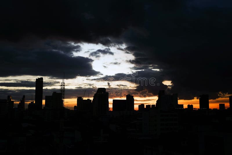 Sunset Over the City with Clouds Sky Stock Image - Image of clouds ...