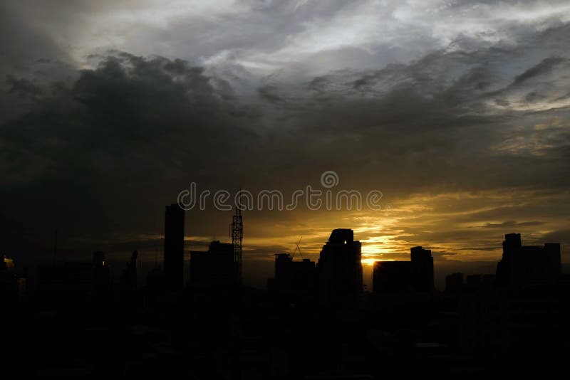 Sunset Over the City with Clouds Sky Stock Image - Image of horizon ...