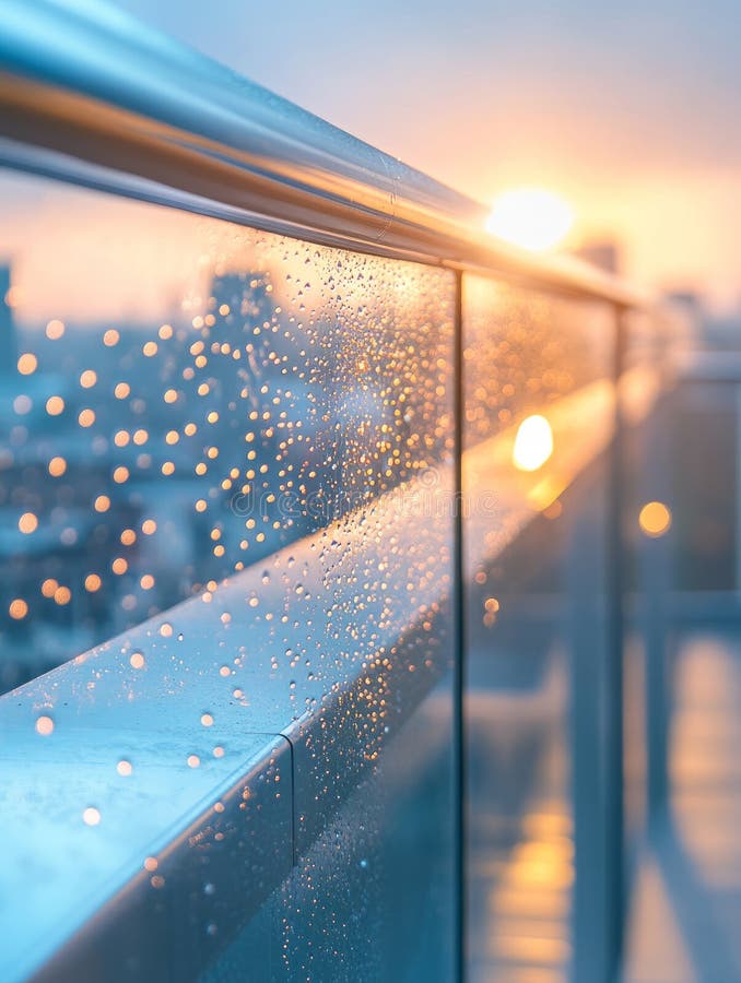 Raindrops Glass Railing Sunset City Stock Photos - Free & Royalty-Free ...