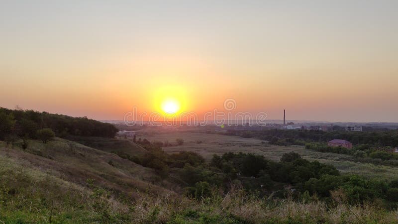 Sunset Over City, View from the Hill Stock Photo - Image of morning ...