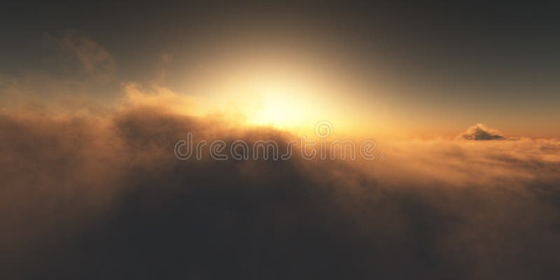 Sunset Over Clouds, Sun Ray Stock Illustration - Illustration of ...