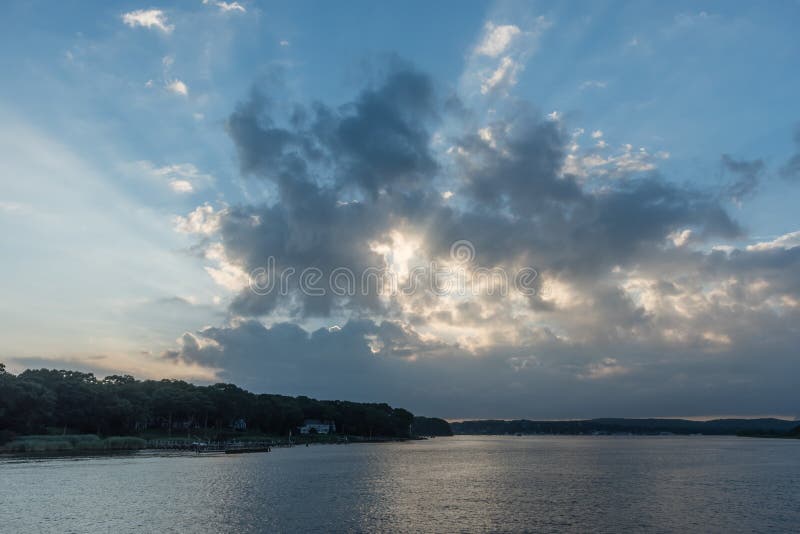 Sunset Over the Connecticut River Delta Stock Photo - Image of atlantic ...