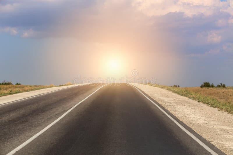 Sunset Over the Country Highway Stock Image - Image of heaven, horizon ...