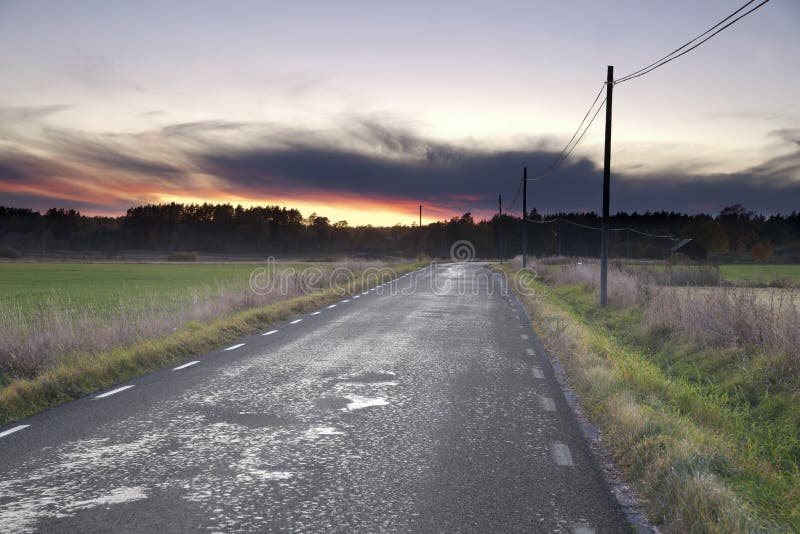 Country Road Sunset stock image. Image of farmland, sunset - 10940251