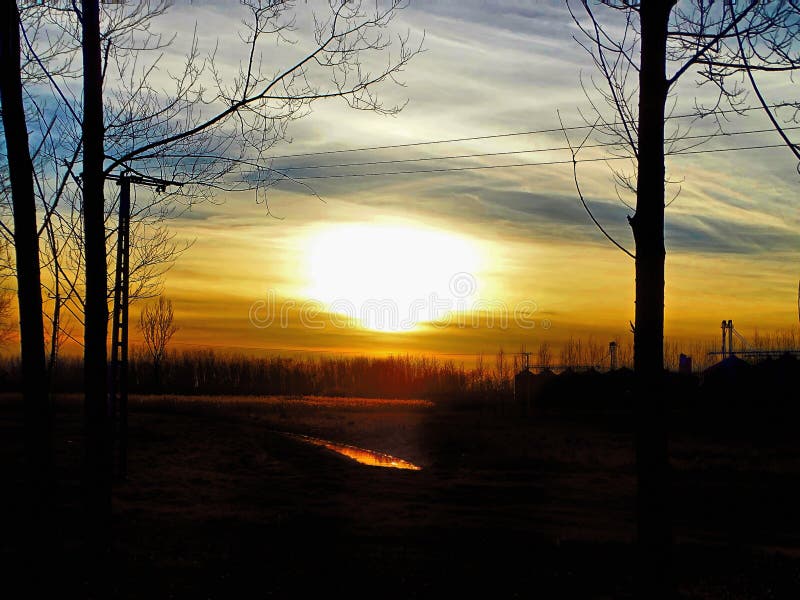 Sunset over the creek stock photo. Image of creek, sunlight - 93120990