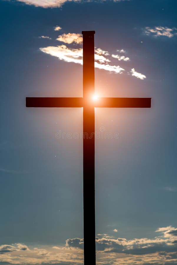 Sunset over the cross stock photo. Image of field, religion - 74220496