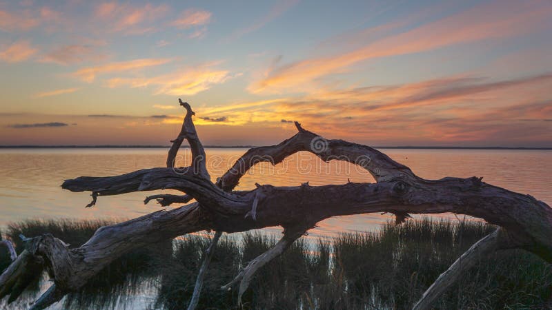 Sunset Currituck Sound Outer Banks North Carolina Stock Image - Image ...