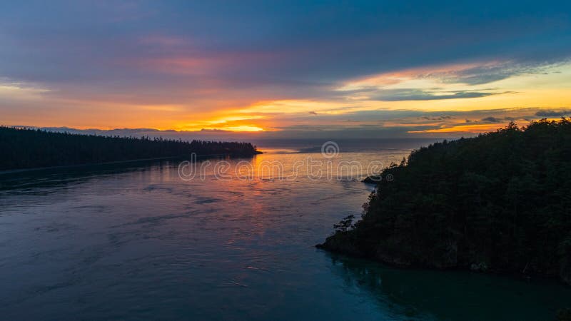Sunset Over Deception Pass, Washington Stock Image - Image of beautiful ...