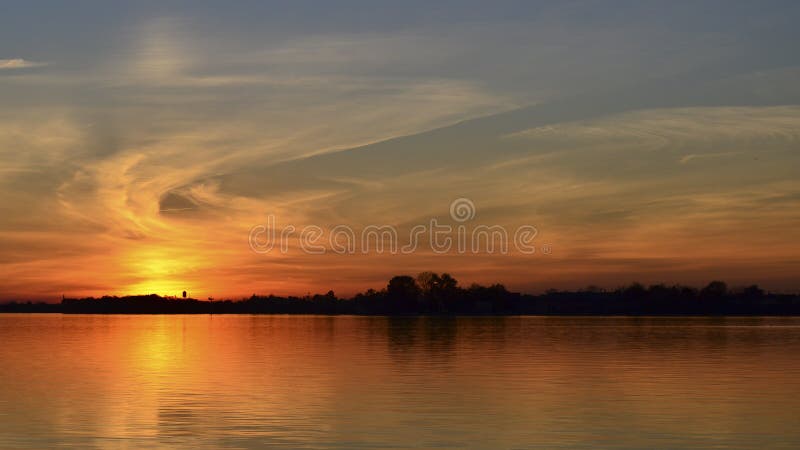 Sunset over Delaware River stock image. Image of landscape - 64141405