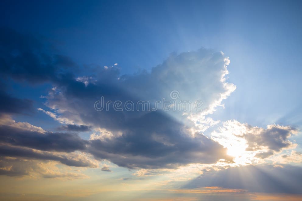 Sunset Over Dense Cloudy Sky Stock Image - Image of outdoor, nature ...