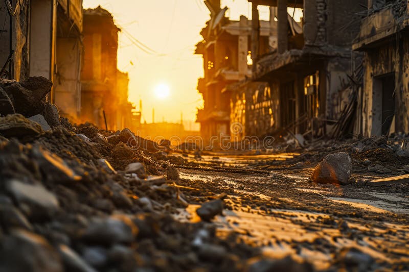 A Captivating Image Showcasing the Sun Setting Over a Desolate and ...