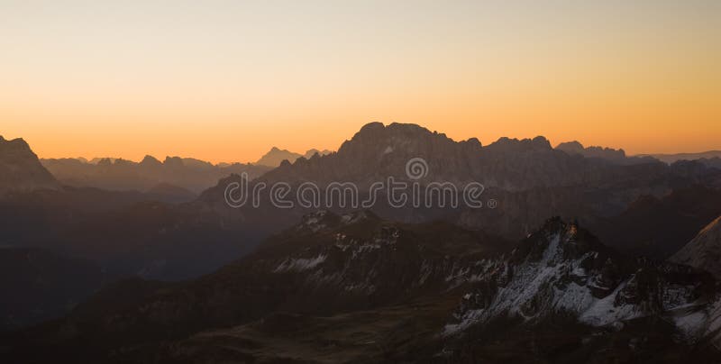 Sunset over dolomite alps stock image. Image of landscape - 6622185