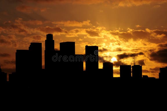 Sunset over downtown stock image. Image of sunset, duck - 8180777