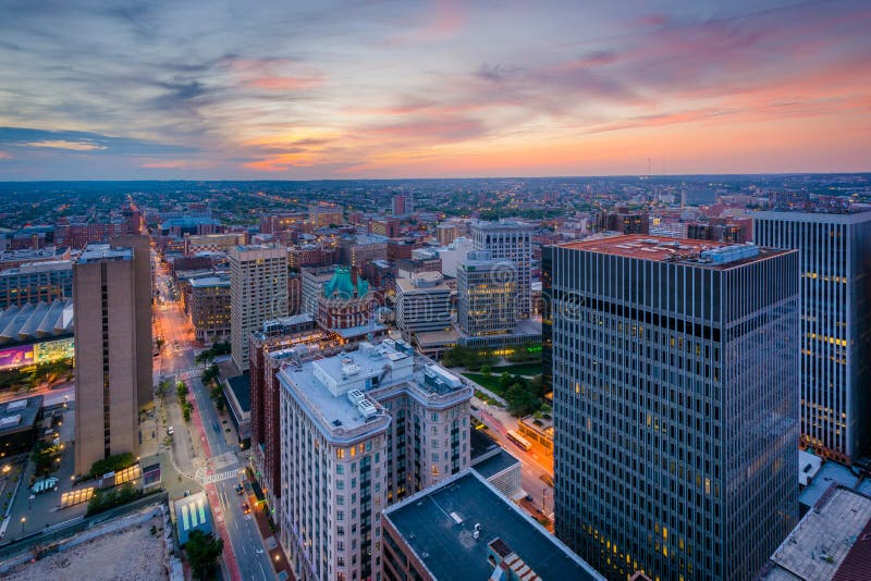 Sunset Over Downtown Baltimore, Maryland Stock Image - Image of scenery ...