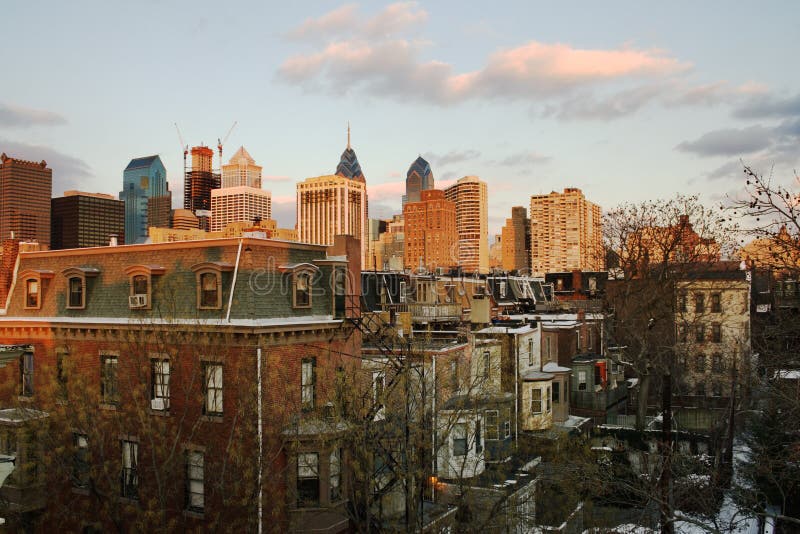 Sunset Over Downtown Philadelphia Stock Image - Image of american ...