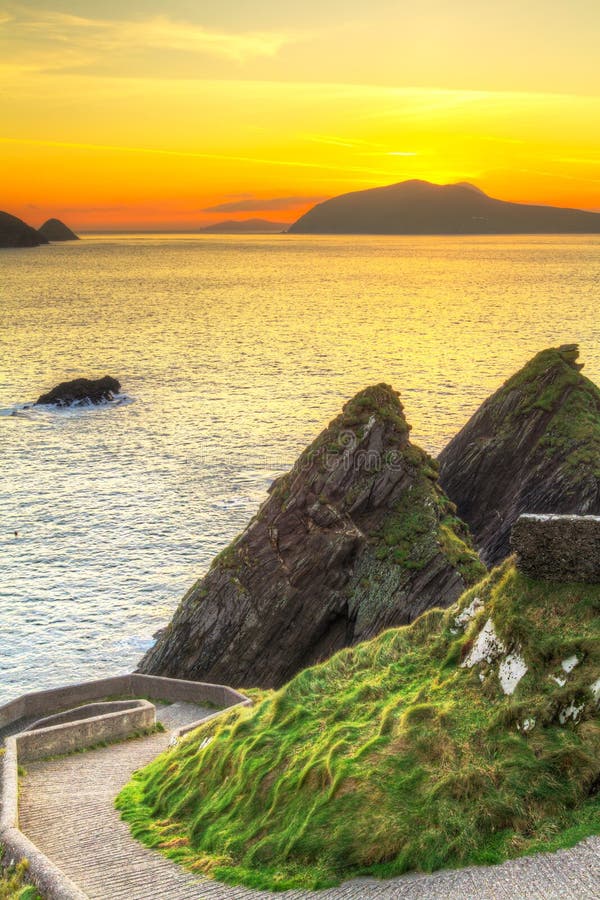 Sunset Over Dunquin Bay on Dingle Peninsula Stock Photo - Image of ...