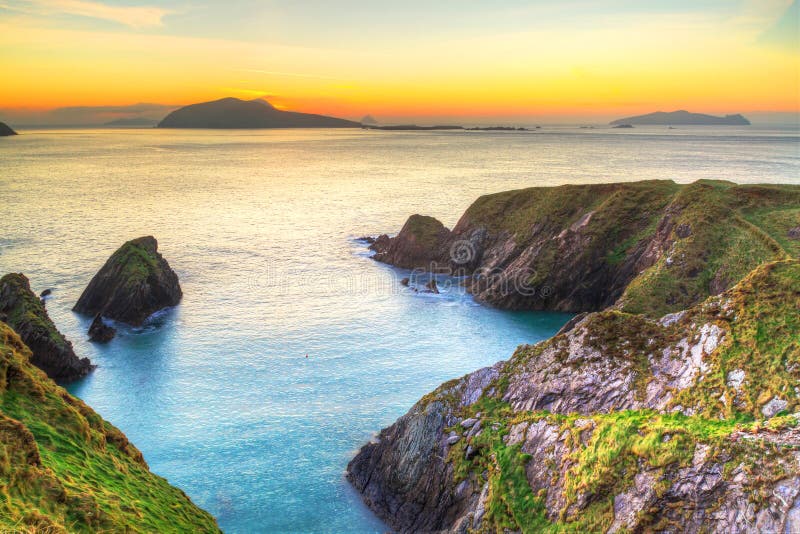 Sunset Over Dunquin Bay on Dingle Peninsula Stock Image - Image of ...