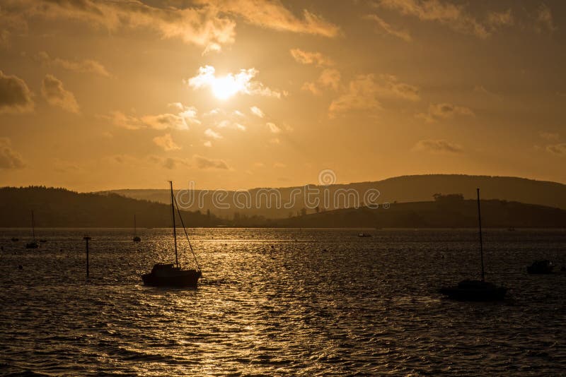 Sunset over Exmouth Marina stock photo. Image of destination - 88500170