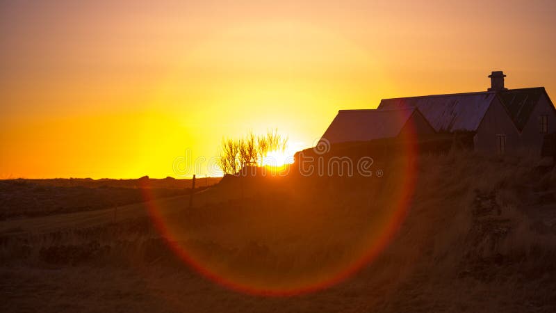Sunset over a farm stock photo. Image of bright, grass - 29231606