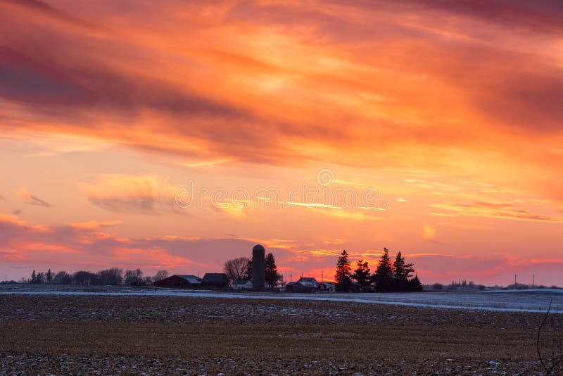 Sunset Over the Farm stock image. Image of agriculture - 35910197
