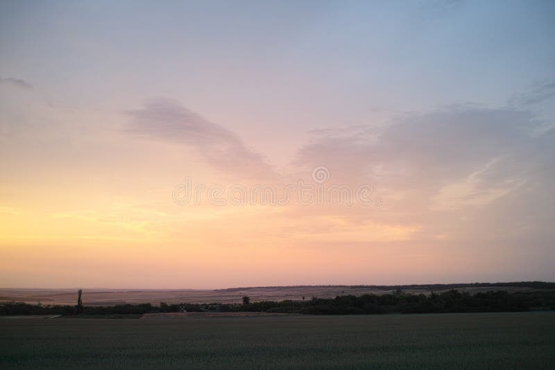 Sunset over the field stock photo. Image of autumn, beam - 48556574