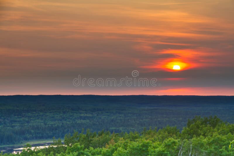 Sunset over a forest stock photo. Image of canada, aspen - 129936288
