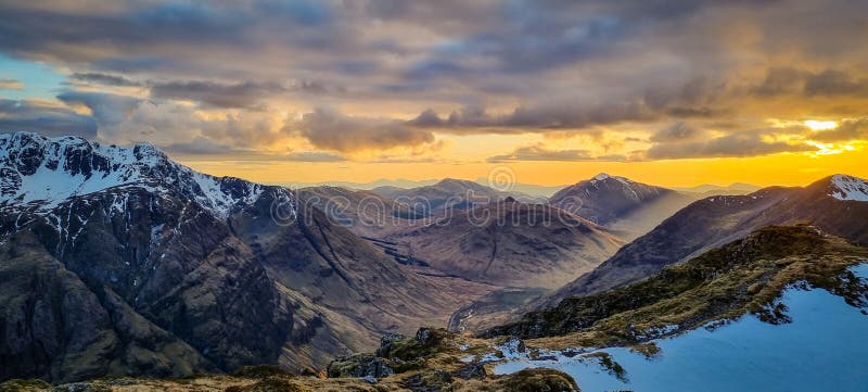 Sunset in Glencoe stock image. Image of dusk, plateau - 249975303