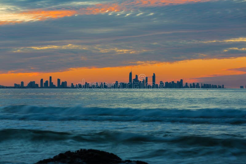 Sunset over Gold Coast stock image. Image of australia - 78174171