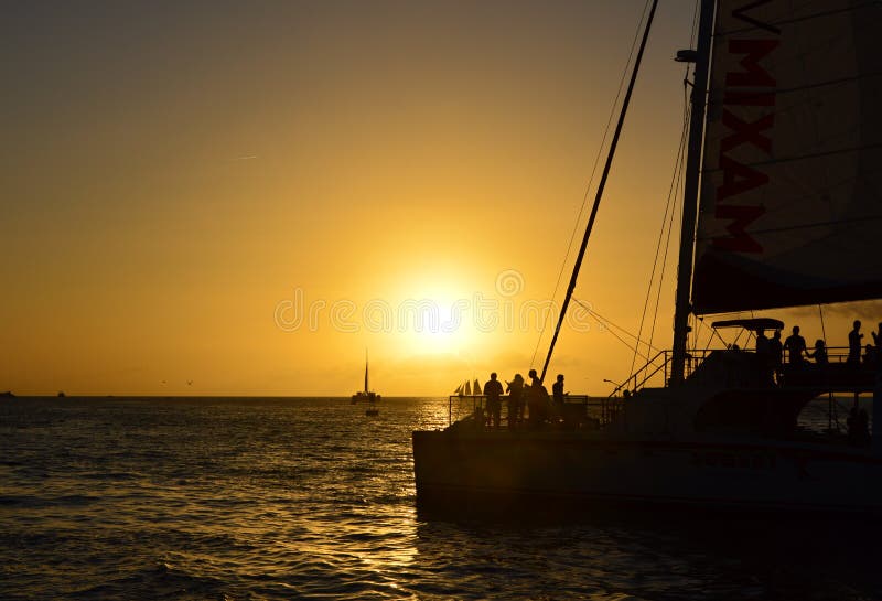 Sunset Over the Gulf of Mexico, Key West on the Florida Keys Editorial ...