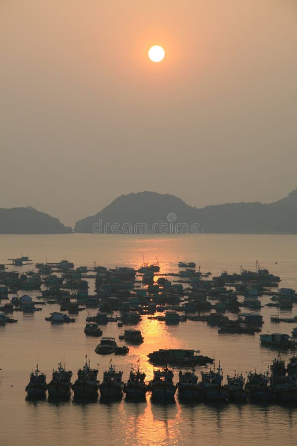 Sunset Over Halong Bay, Vietnam Stock Image - Image of asia, southeast ...