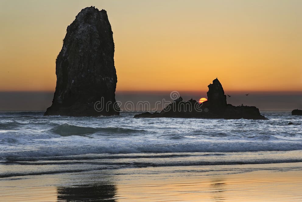 Sunset Over Haystack Needles Rocks Stock Image - Image of seascape ...