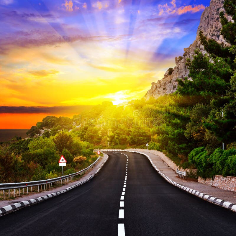 Sunset over the Highway stock photo. Image of hillock - 40583964