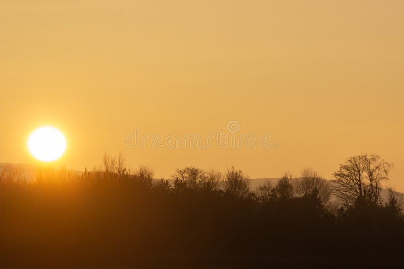 Sunset Over Hills in Northumberland, UK Stock Photo - Image of orange ...