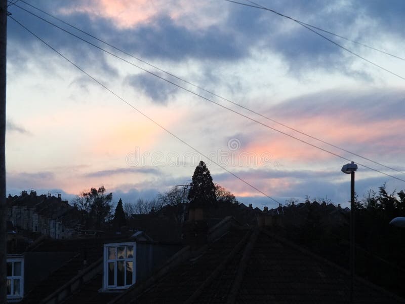 Sunset Over Horizon,Bristol, Uk Stock Photo - Image of city, clouds ...