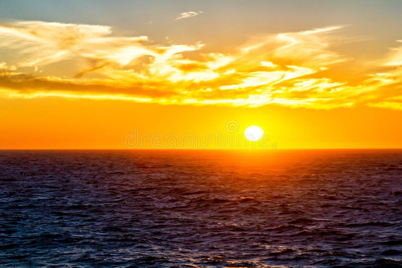 Sunset Over Horizon at Ocean Stock Image - Image of remote, horizon ...