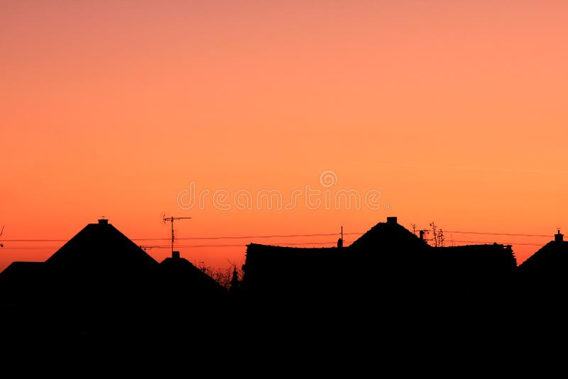 Sunset over the houses stock image. Image of panorama - 22038809