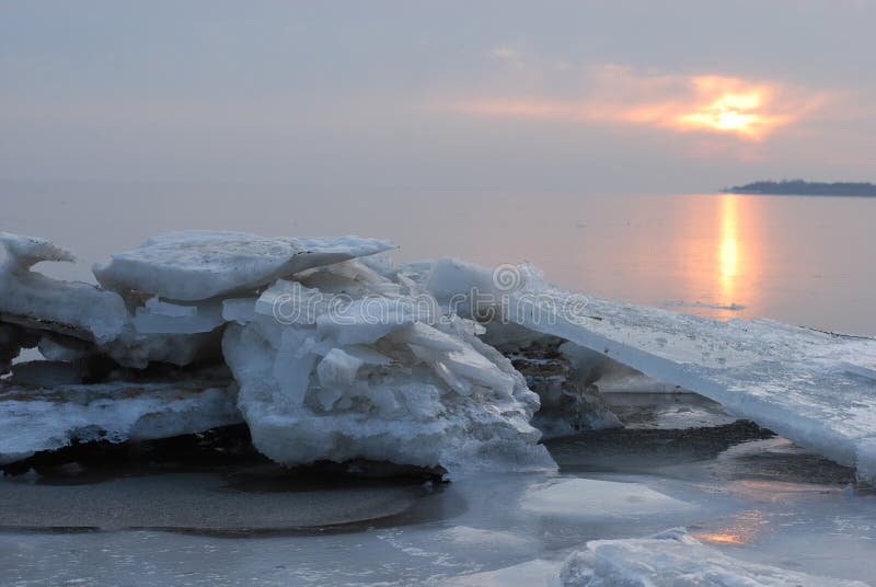 Sunset over the icy sea stock photo. Image of blue, cloud - 12439202