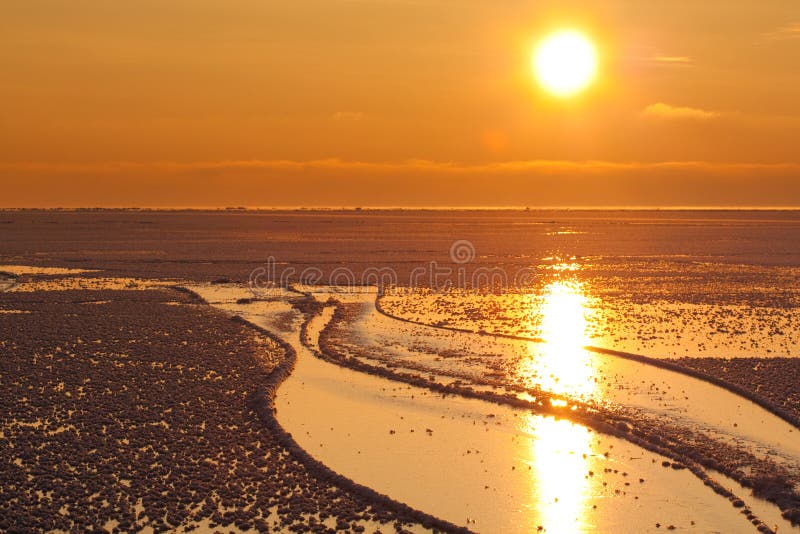 Sunset over icy sea stock photo. Image of shiny, silence - 12795508