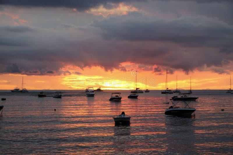 Sunset at Mauritius stock photo. Image of cloudy, wave - 276654302