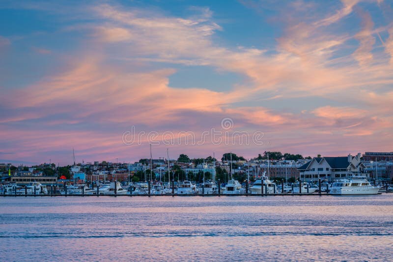 Sunset Over the Inner Harbor from Harbor Point, in Baltimore, Maryland ...