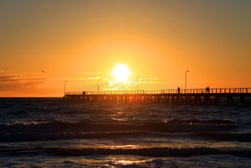 Sunset Over Jetty, Adelaide, Australia Stock Image - Image of ...