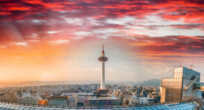 Sunset Over Kyoto. City Tower and Skyline Stock Photo - Image of scenic ...