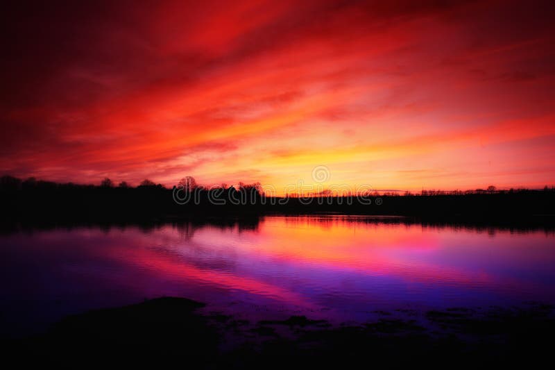 Sunset lake stock photo. Image of shore, nature, lake - 66633942
