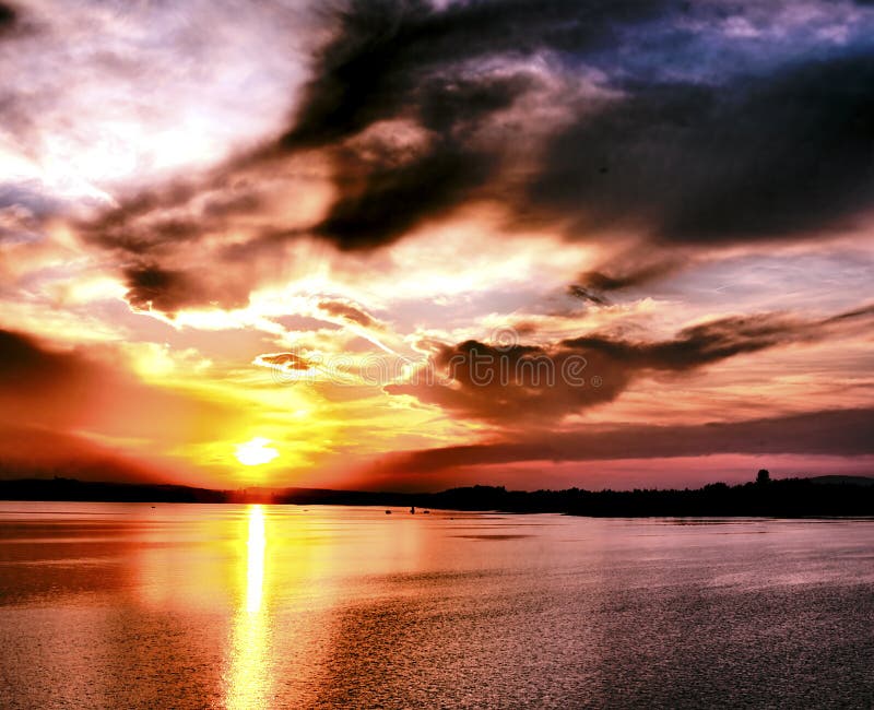 Sunset over lake stock photo. Image of dusk, horizon - 29083624